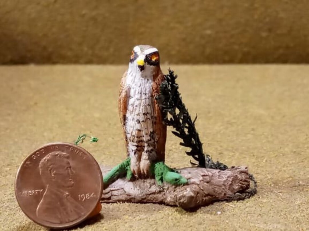 Miniature Falcon Resting on Log for Your Lemax Dept 56 Spooky - Etsy