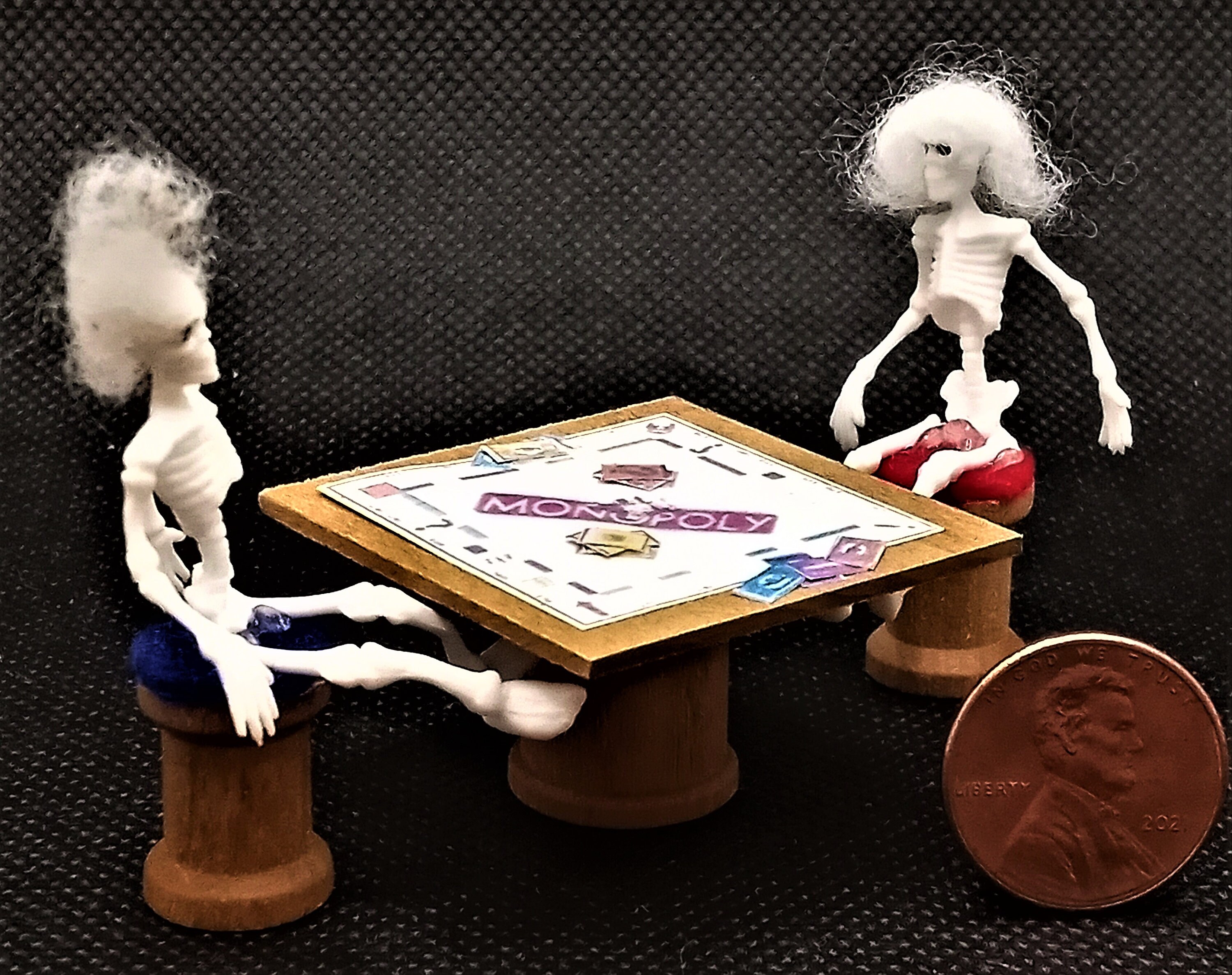 Miniature Skeletons Playing Monopoly for Lemax Dept 56 Spooky Town ...