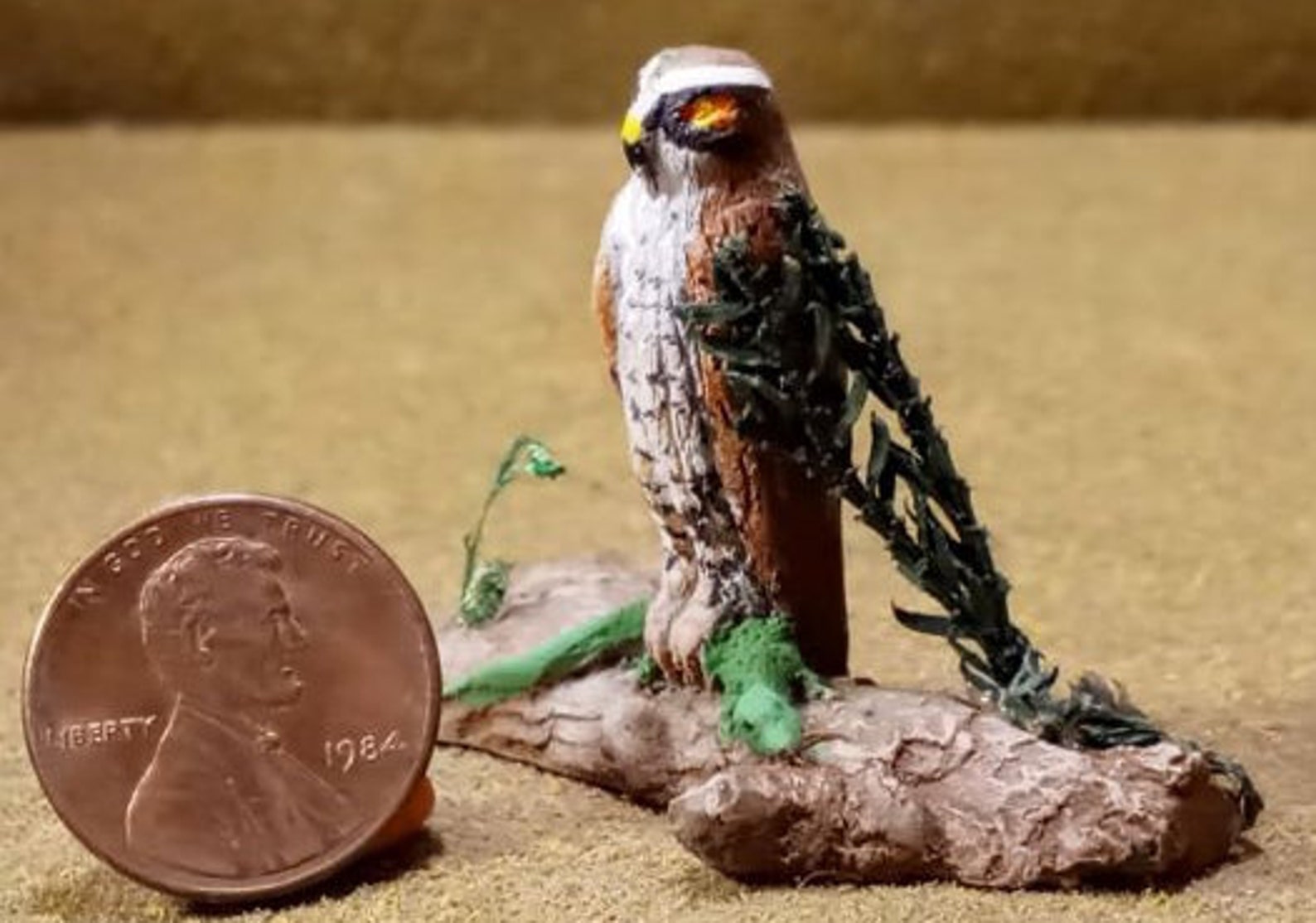 Miniature Falcon Resting on Log for Your Lemax Dept 56 Spooky - Etsy