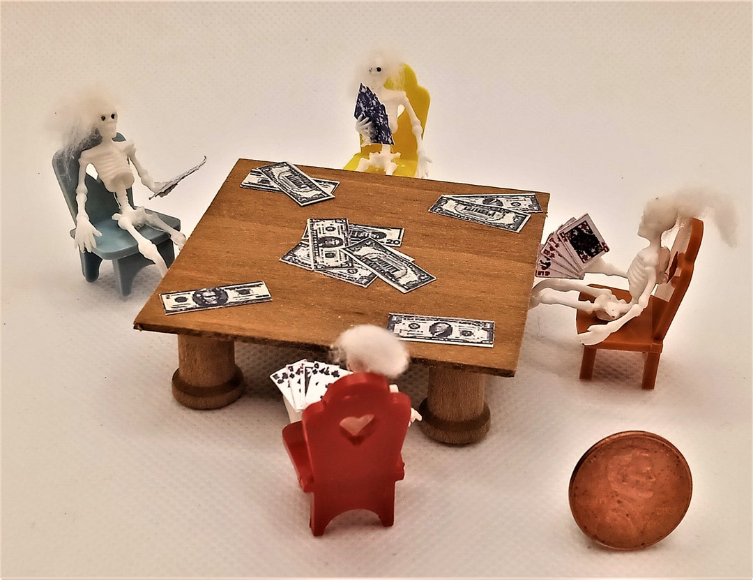 Miniature Skeletons Playing Poker for Lemax Dept 56 Spooky Town ...