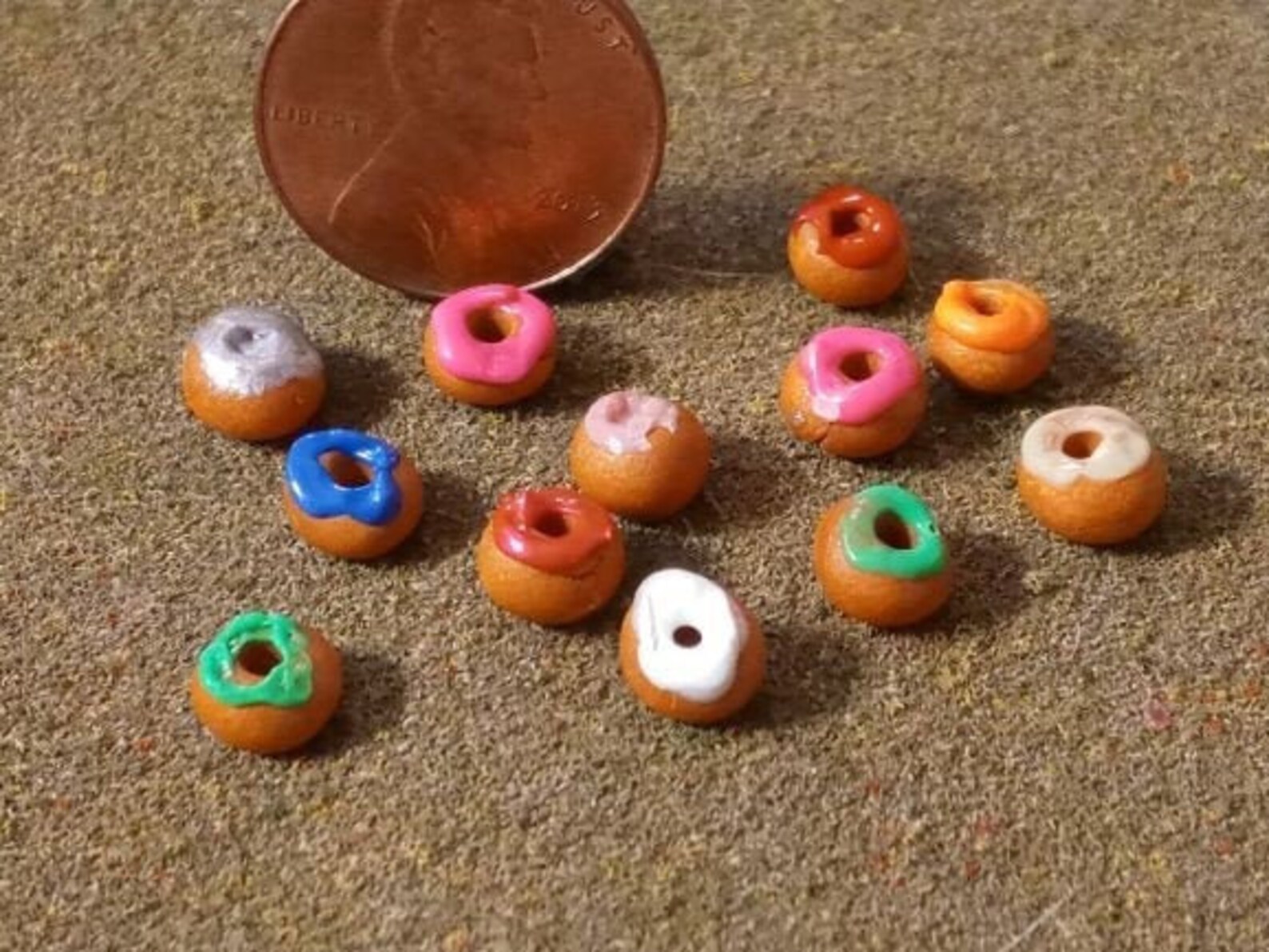 Miniature Donuts, One Dozen Assorted Donuts for Lemax, Dept 56, Spooky ...