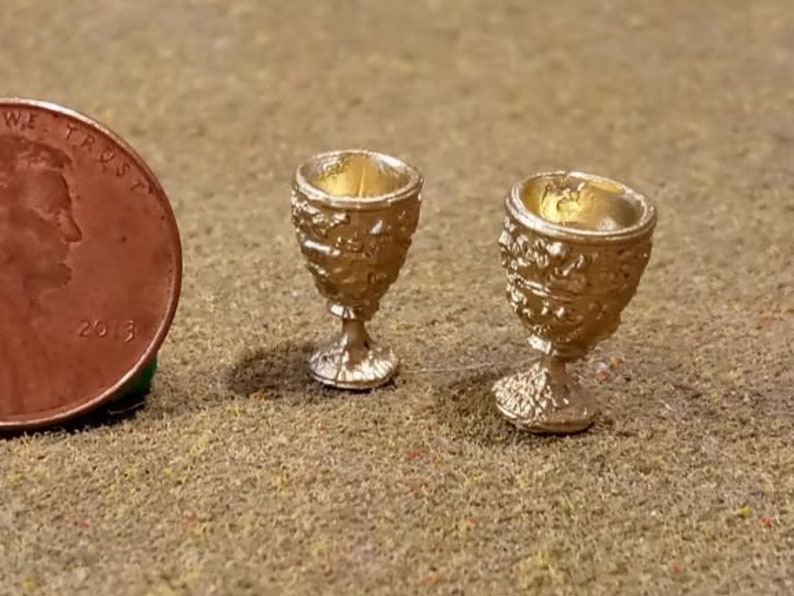 Miniature Goblet, Golden Set of Two for Your Lemax Dept 56 Spooky Town ...
