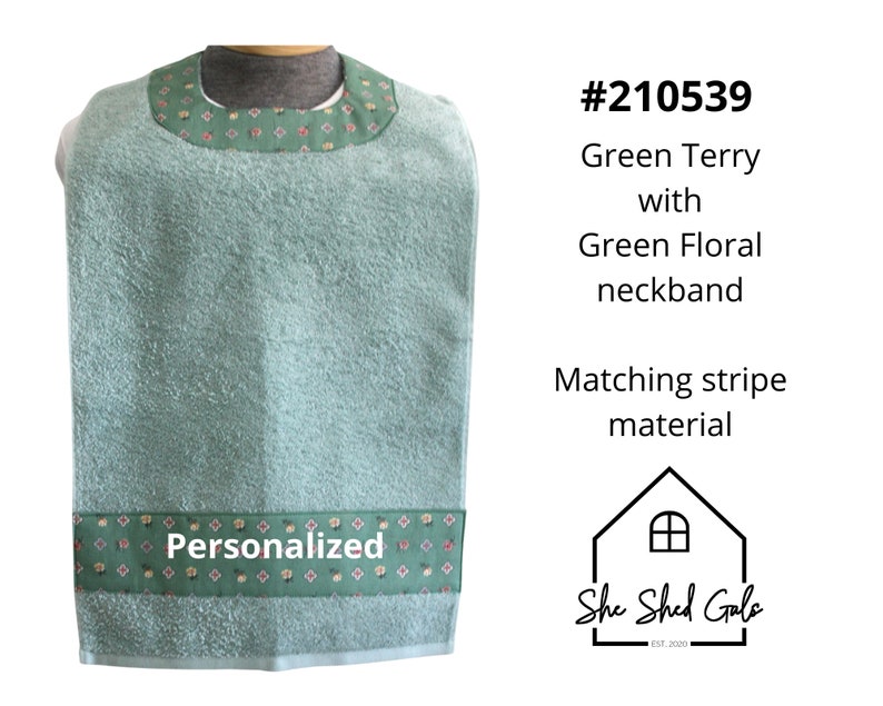 Adult Bib - Personalized (green, Blue, and Brown Tones) - Etsy