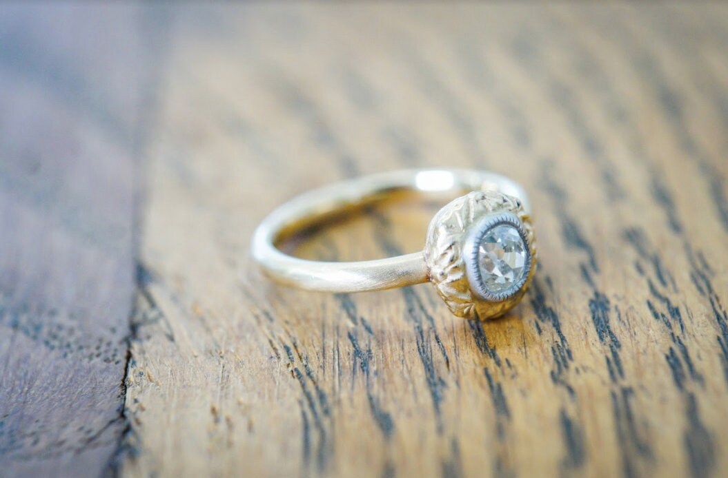 Custom Design Vintage Inspired Engagement Ring Mine Cut | Etsy