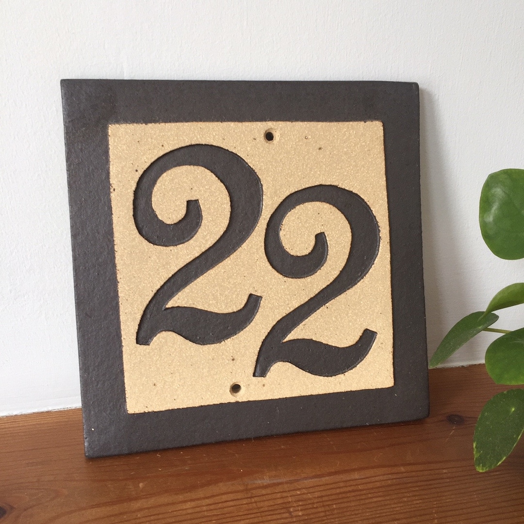 House Number 22 Handmade Ceramic Sign, No.22, Stoneware Plaque, House ...