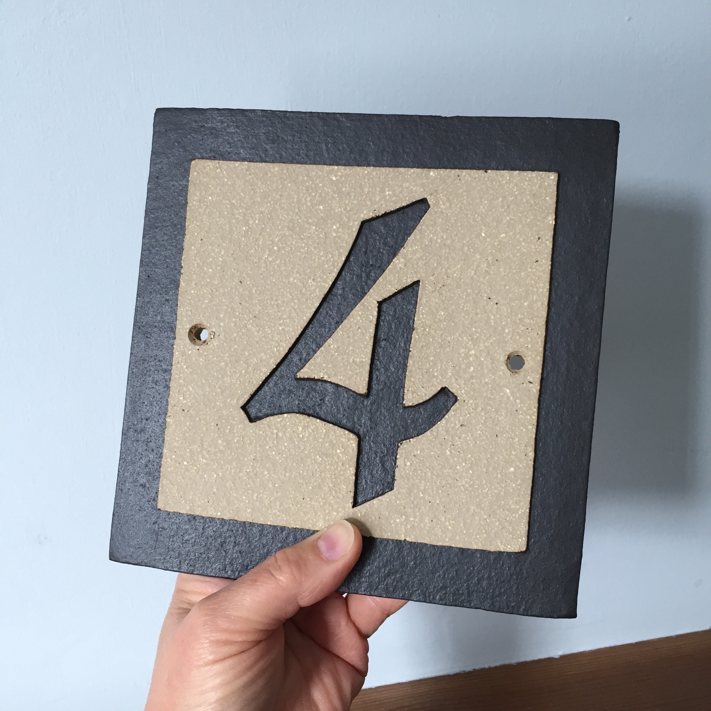 CLEARANCE House Number 1 Handmade Ceramic Sign, No.1, Stoneware Plaque ...