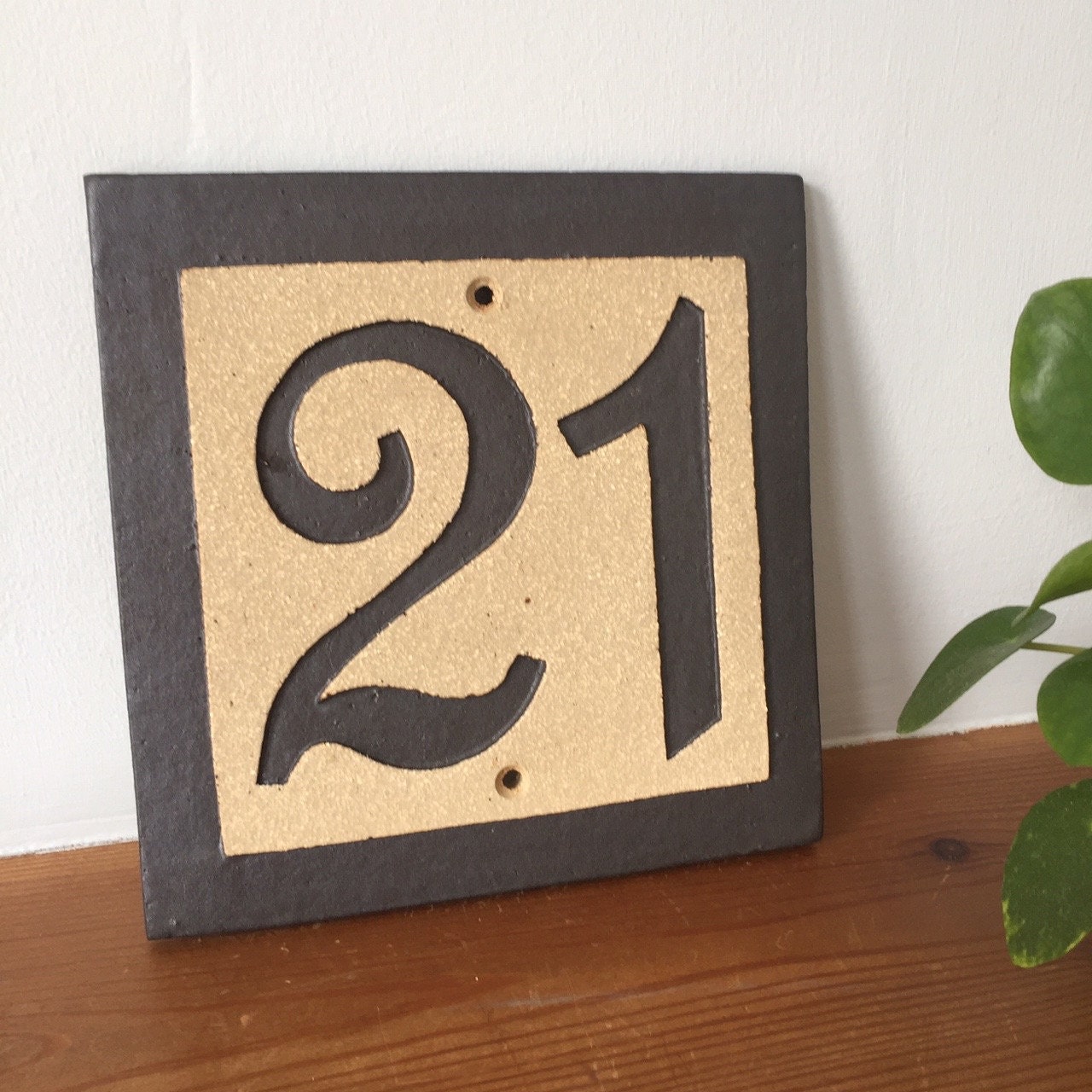 House Number 21 handmade ceramic sign No.21 stoneware | Etsy