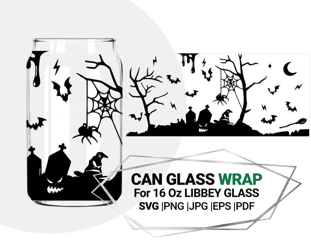 Horror Beer Can, Halloween Wrap for Libbey 16 Oz Can Glass, Digital ...