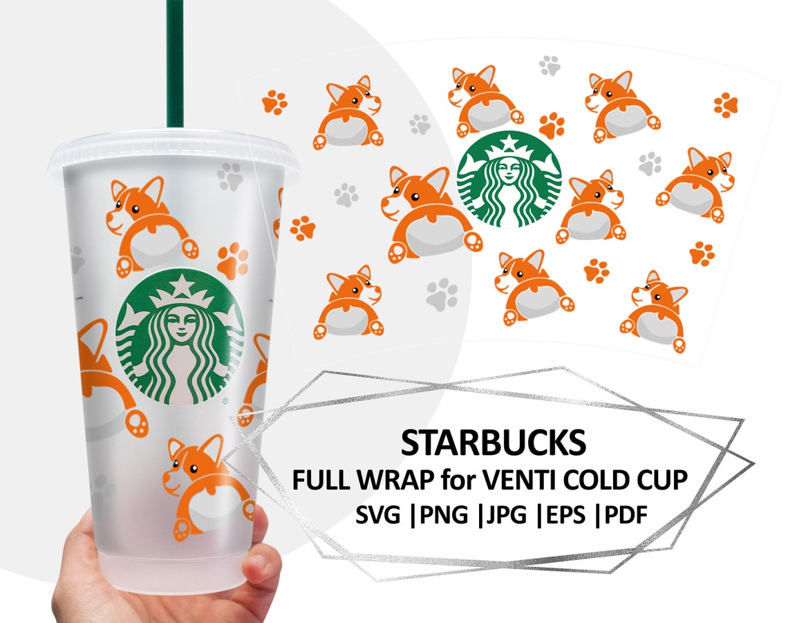 CORGI BUM Seamless Full Wrap Starbucks Venti Cold Cup - Etsy
