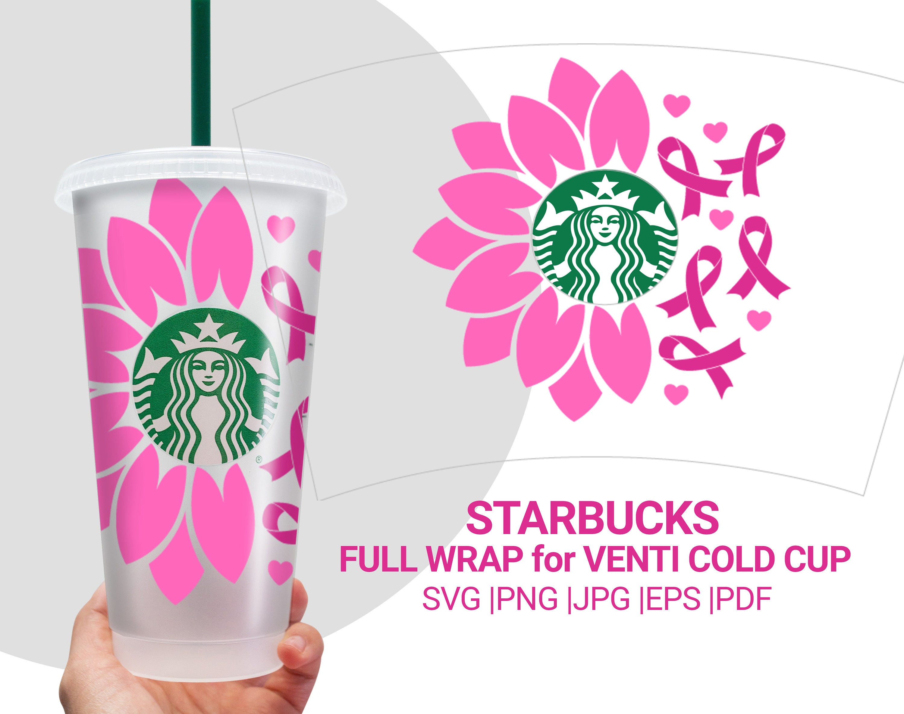 Pink Ribbon SVG Sunflower SVG Starbucks Cup Svg Breast Cancer | Etsy