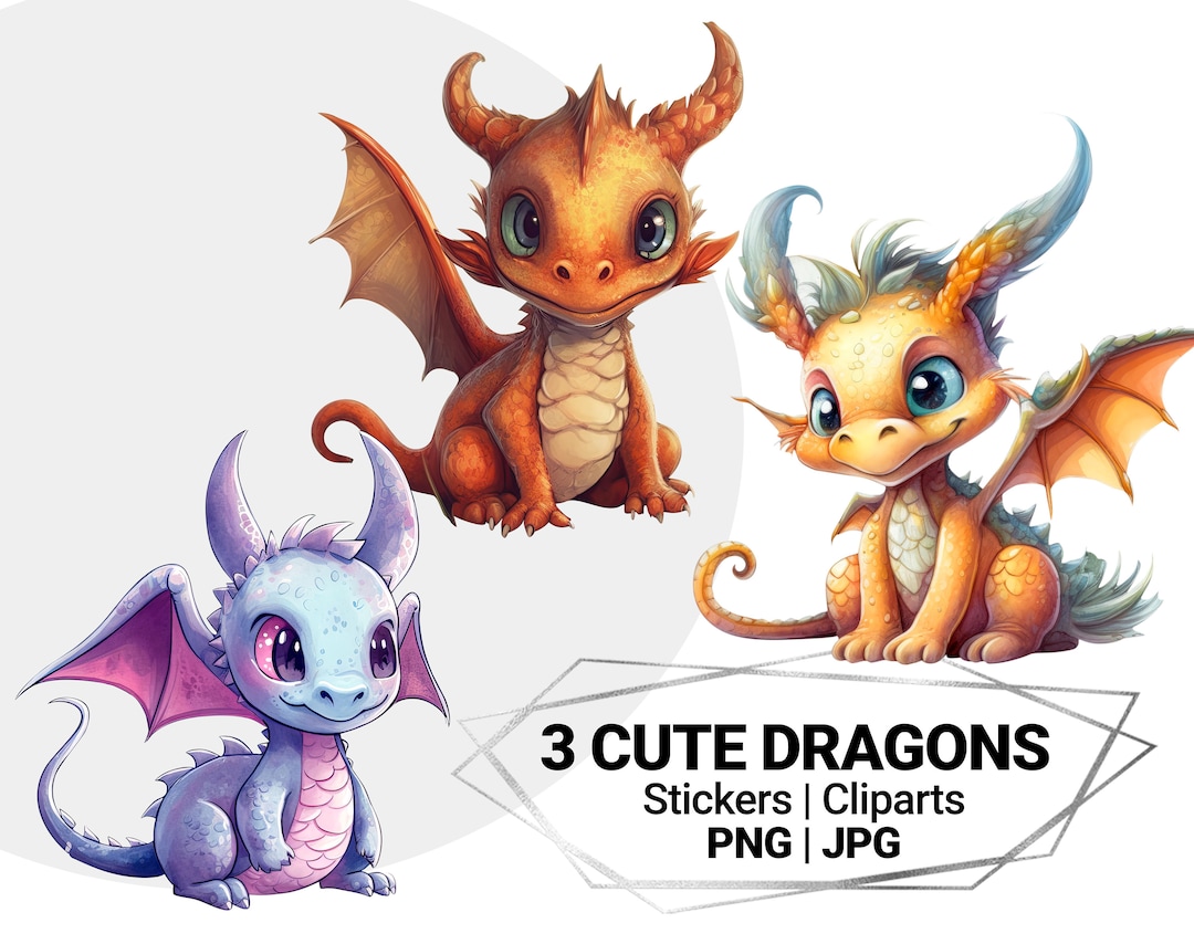 Cute Dragon Stickers, Clipart, PNG With Transparent Background, Symbol ...