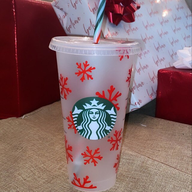 Snow Flakes Wrap Christmas Starbucks Cold Cup SVG Happy New - Etsy