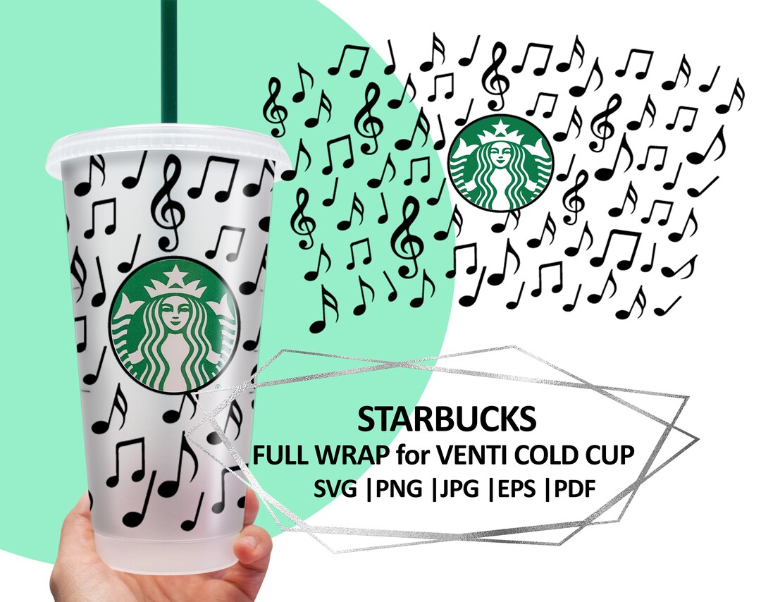 Music Notes Wrap Cup, Full Wrap Music, Musical Notes, Melody Starbucks ...