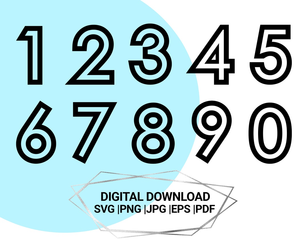 Outline Cricut Numbers Printable SVG 0-9, Outline Cut File, Outline ...