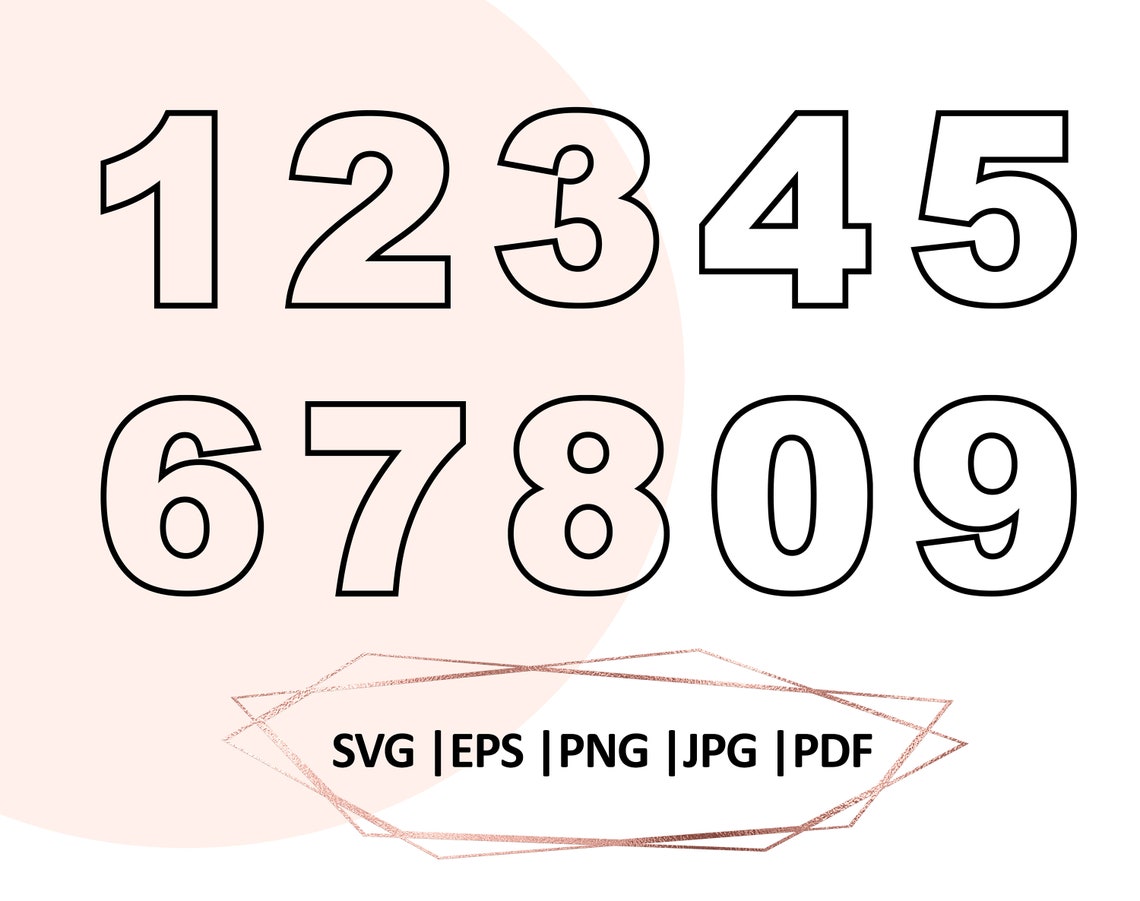 Outline Numbers Printable SVG 0-9, Outline Cricut, Outline Cut File ...