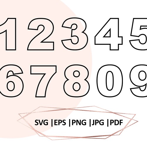 Pink Numbers With Outline SVG PNG JPG instant Zip File - Etsy