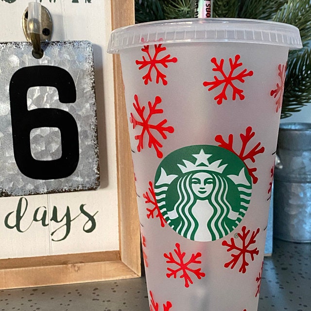 Snow Flakes Wrap Christmas Starbucks Cold Cup SVG Happy New - Etsy