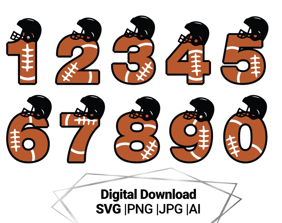 Numbers Svg, Football Numbers 0 9 Svg, Sports Birthday Svg, Numbers Svg ...