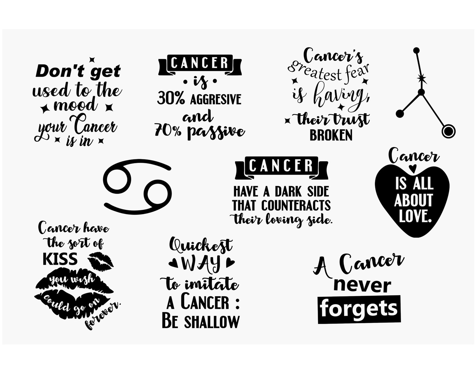 Cancer Quotes Svg Cancer Zodiac Bundle Svg Cut File Cancer Etsy