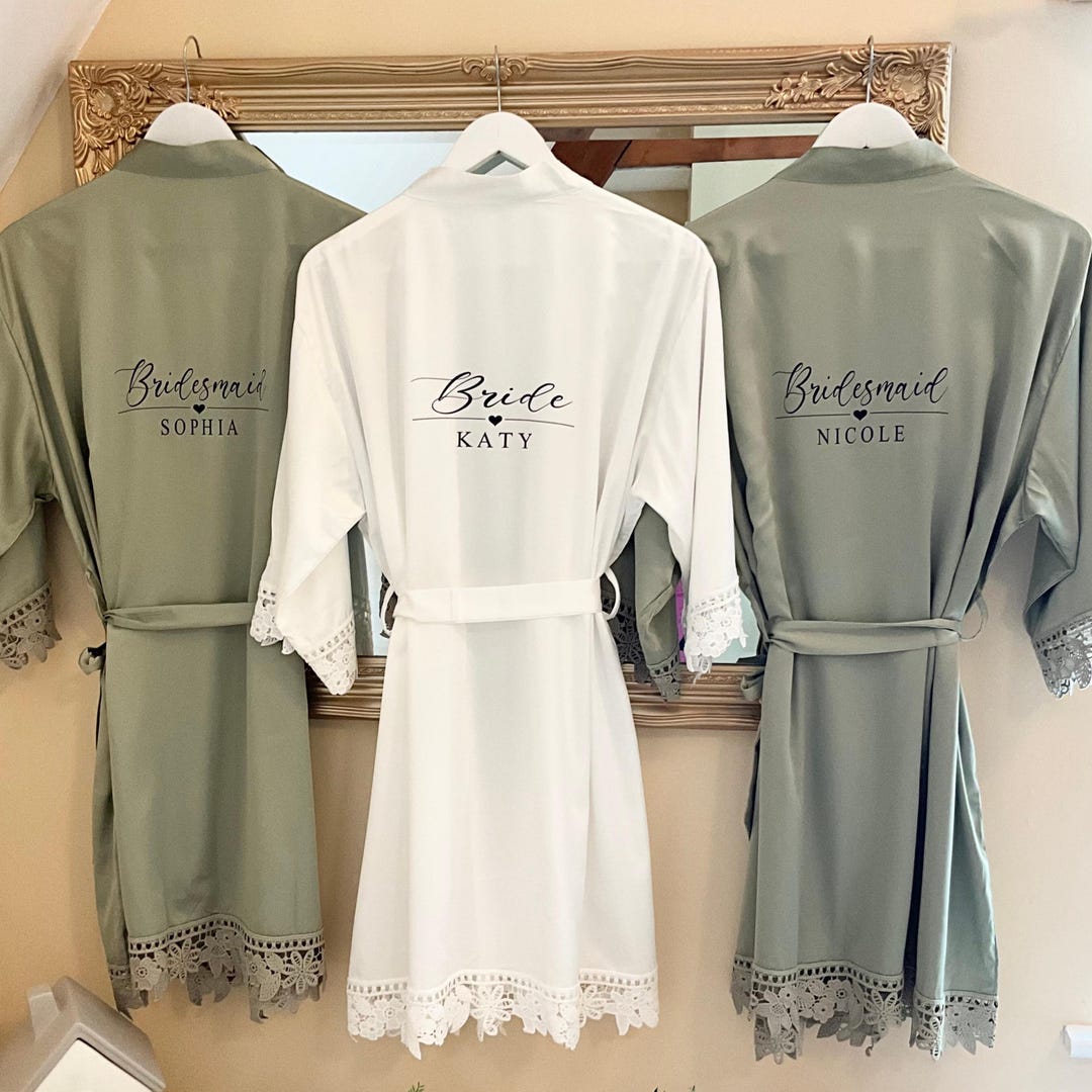 Sage Green Bridesmaid Robes, Personalised Bridesmaid Robes, Bridal ...