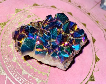 Rainbow Aura Amethyst Cluster, Titanium Aura Amethyst Crystal Choose Size 'AAA' Grade, Titanium ...