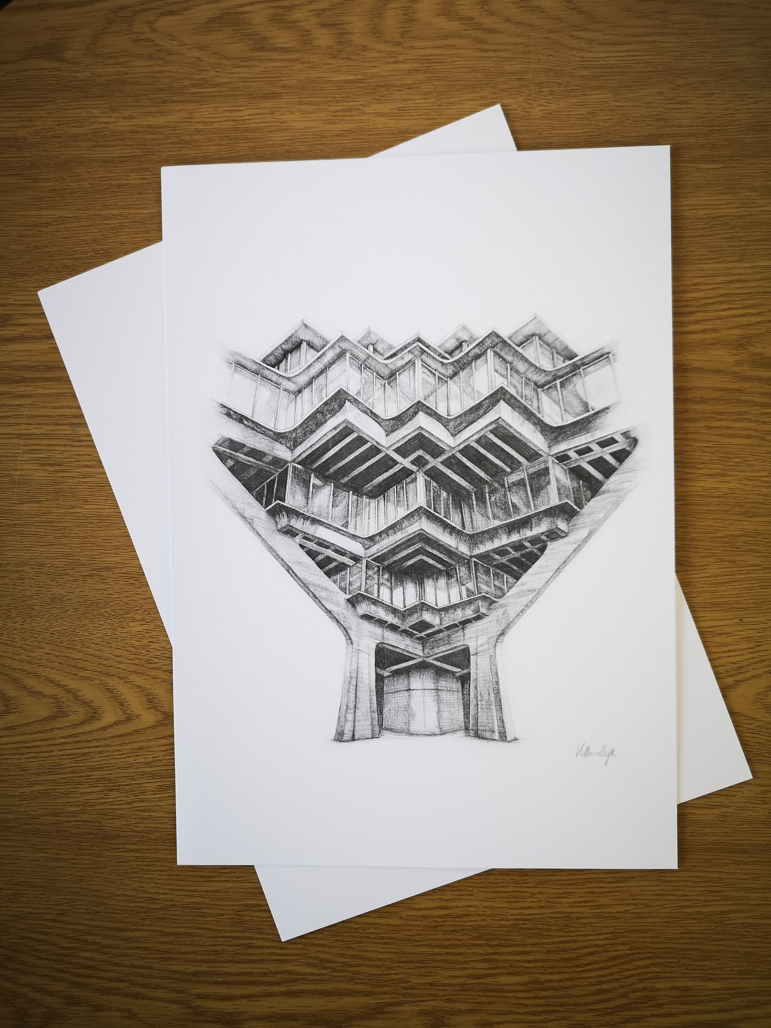 Geisel Library, San Diego, Pencil Sketch Print - Etsy