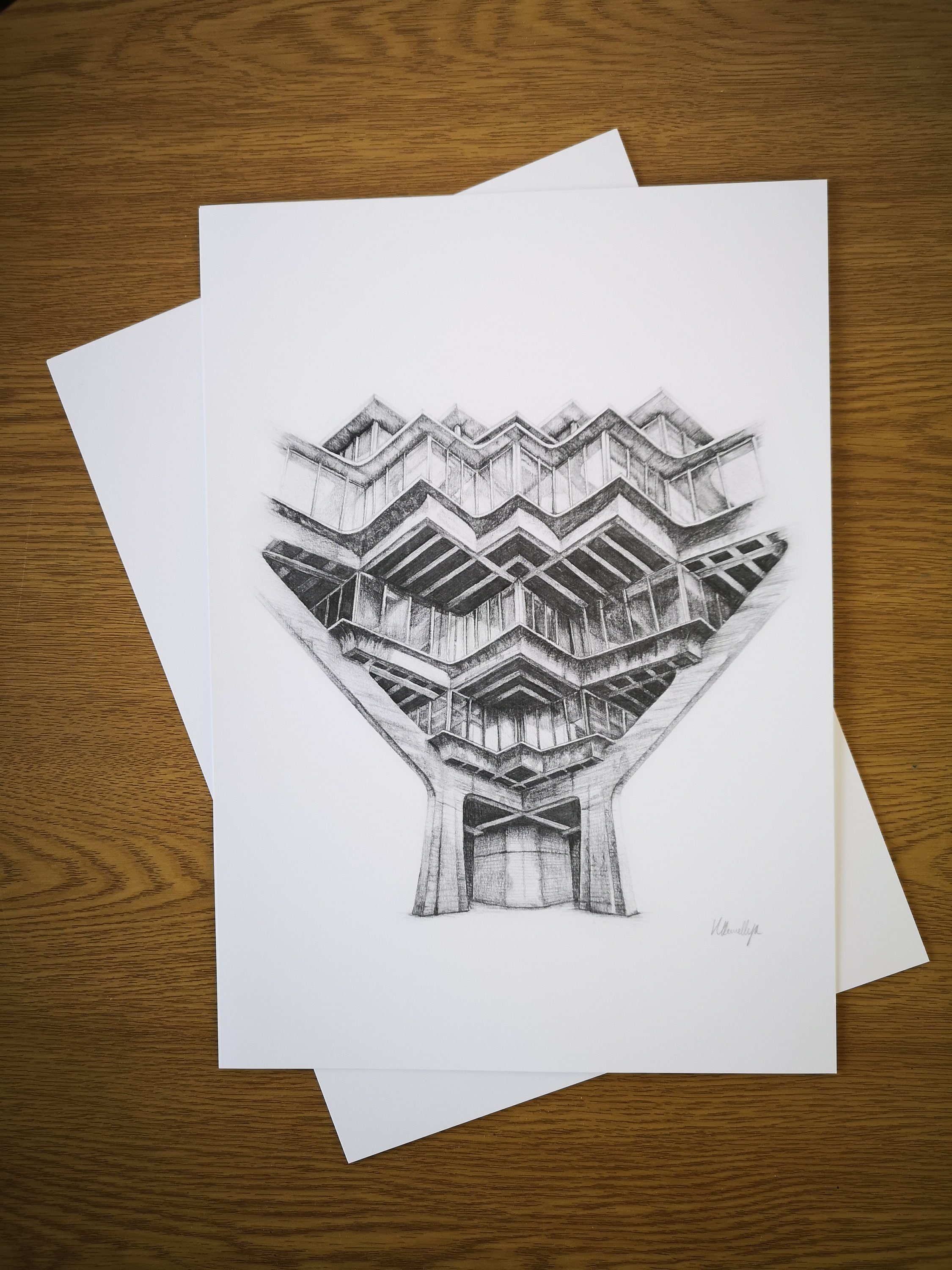 Geisel Library, San Diego, Pencil Sketch Print - Etsy