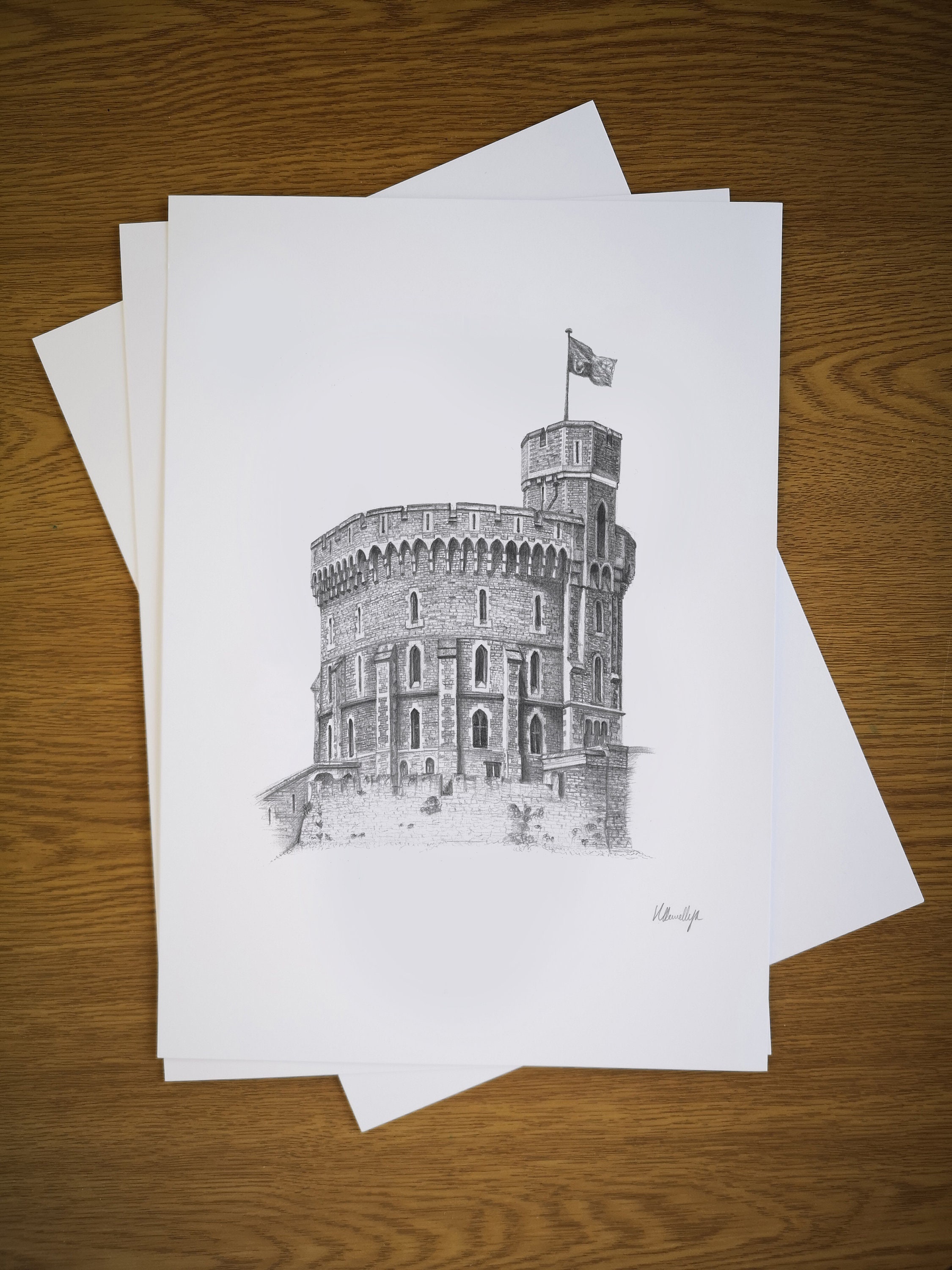 Windsor Castle Pencil Drawing Print - Etsy