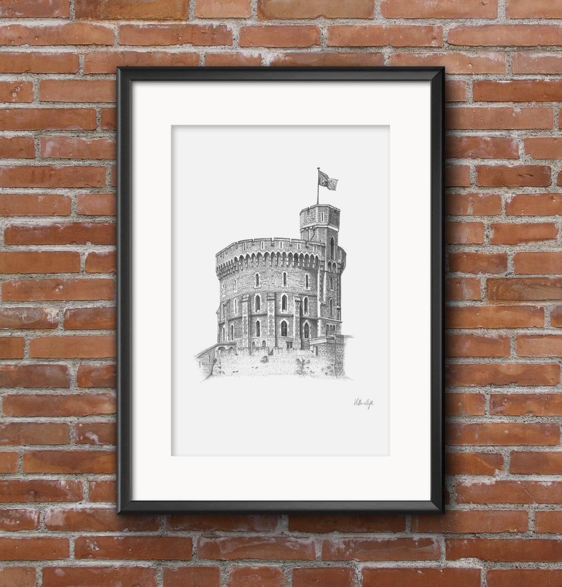 Windsor Castle Pencil Drawing Print - Etsy