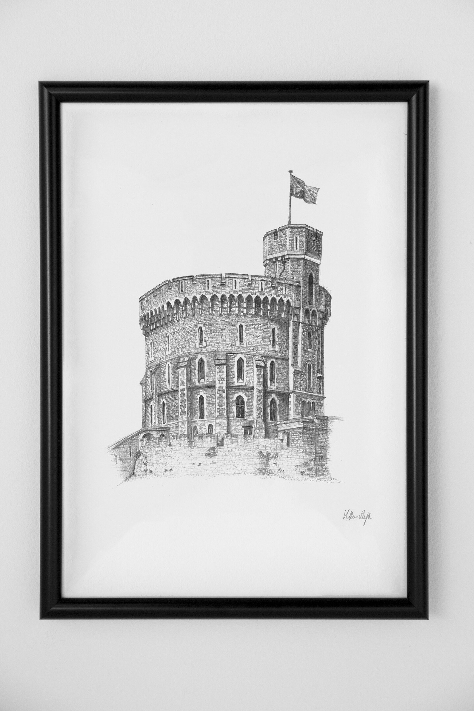 Windsor Castle Pencil Drawing Print - Etsy