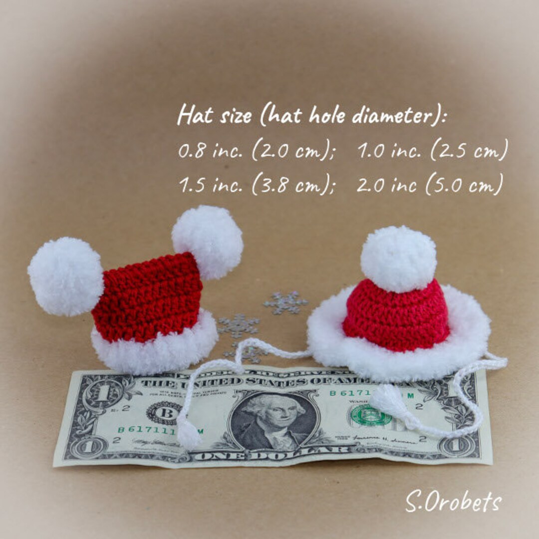 Crochet Tiny Santa Hat, Small Santa Hat for Dolls, Small Knitted ...