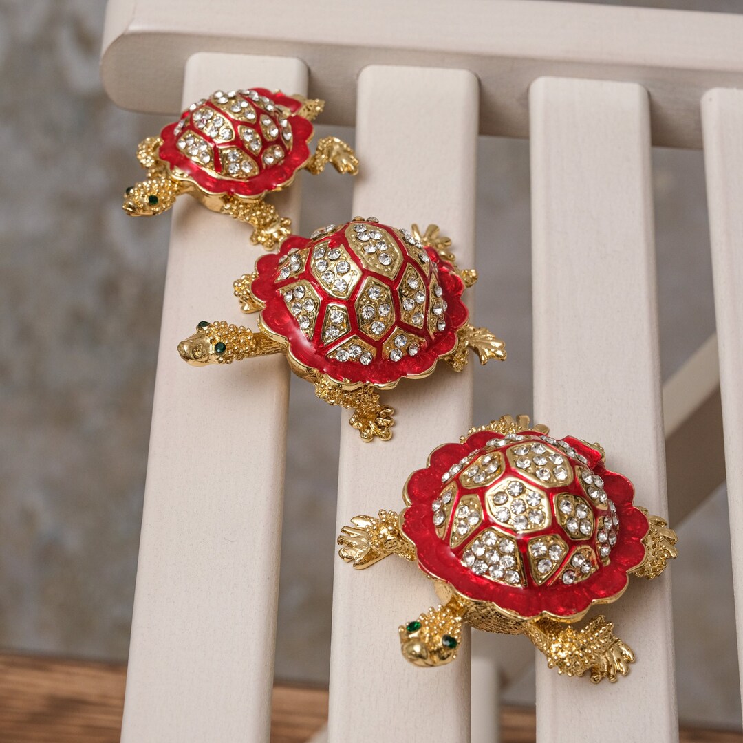 Set of 3, Decorative Turtle Table Decor With Stones, Hand Finished ...
