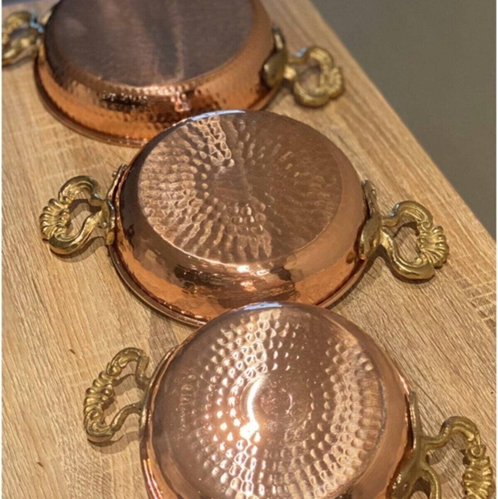 3-pieces Handmade Unique Copper Pan Set 1.3kg Copper Tin - Etsy UK