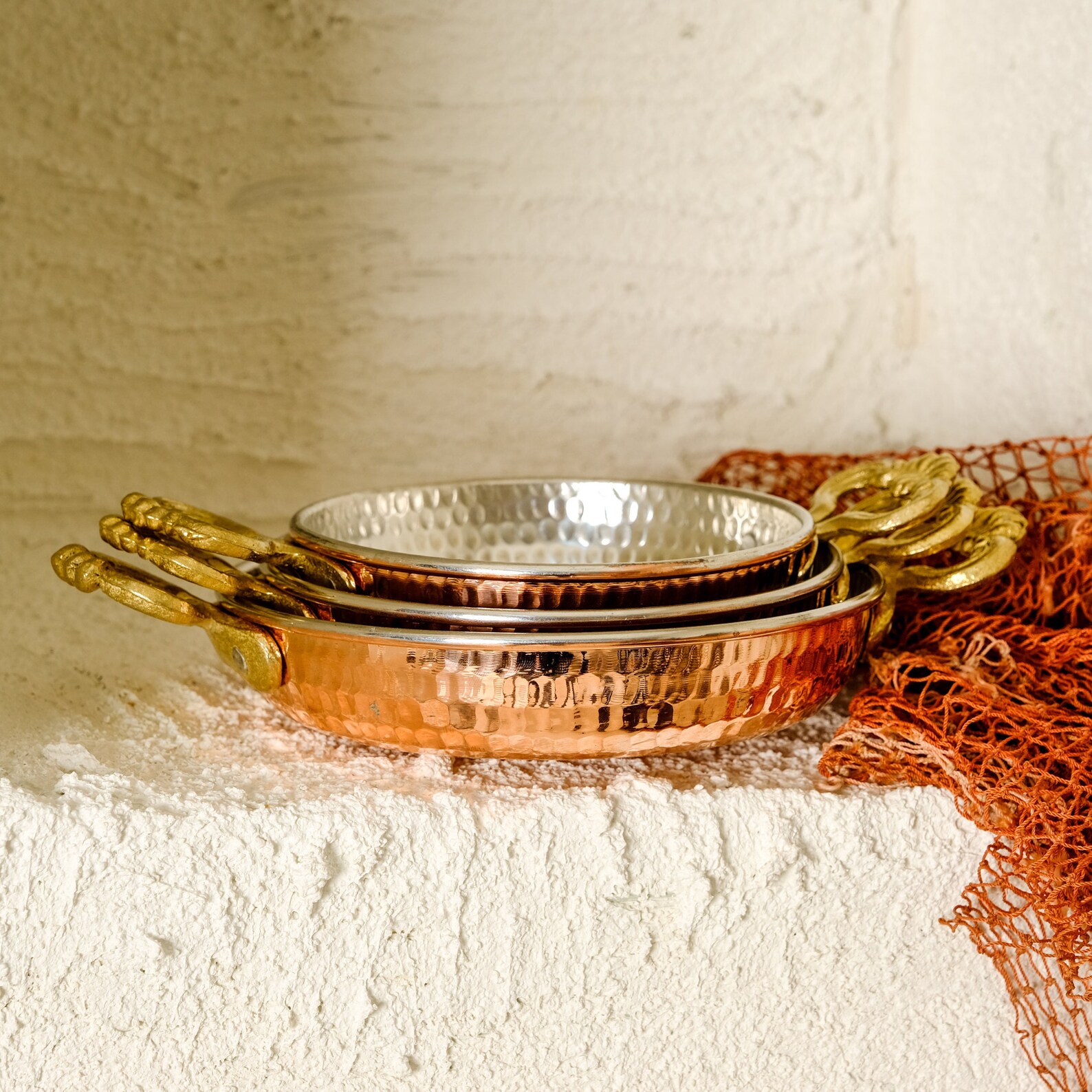 3-pieces Handmade Unique Copper Pan Set 1.3kg Copper Tin - Etsy UK