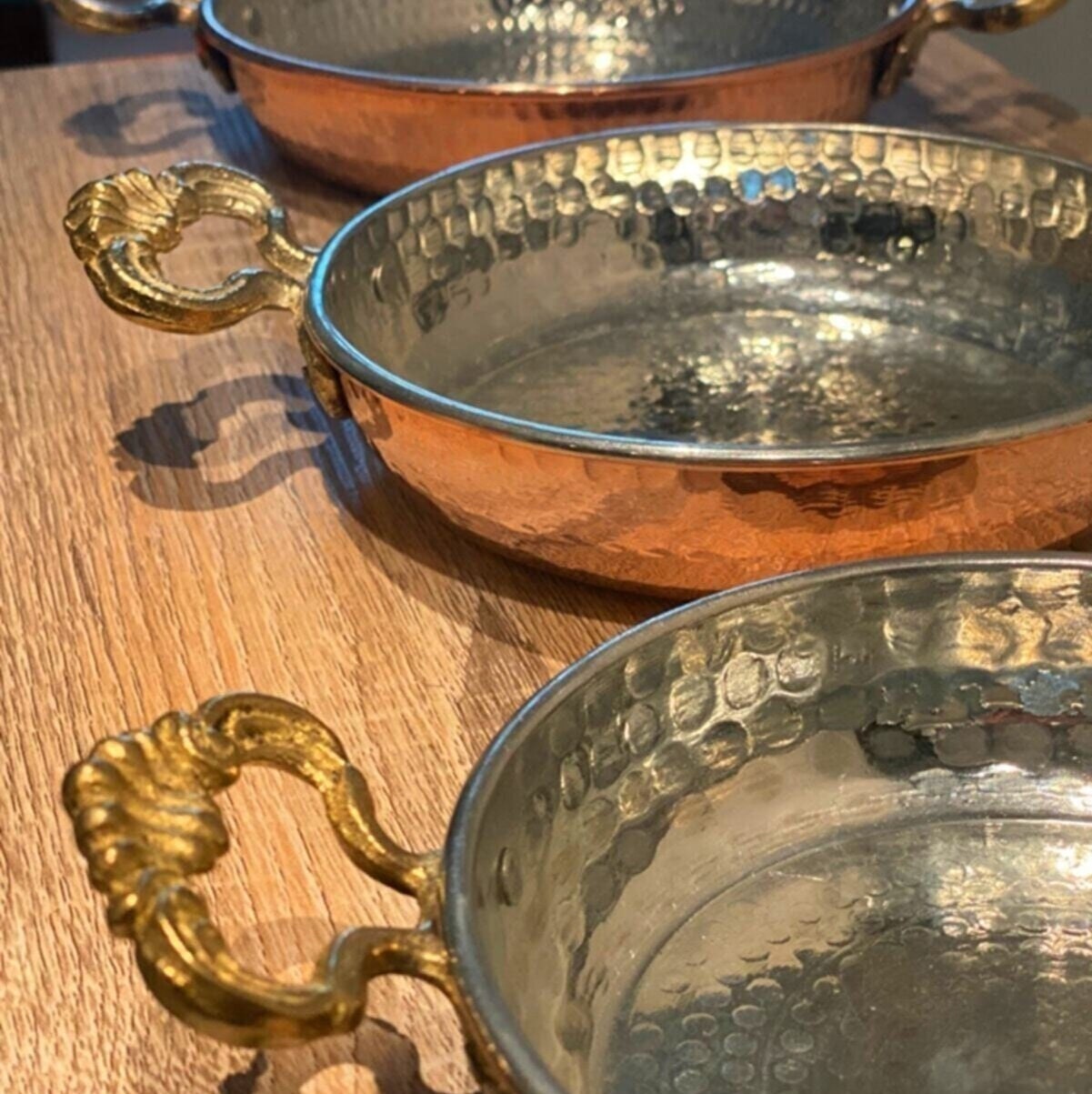 3-pieces Handmade Unique Copper Pan Set 1.3kg Copper Tin - Etsy UK