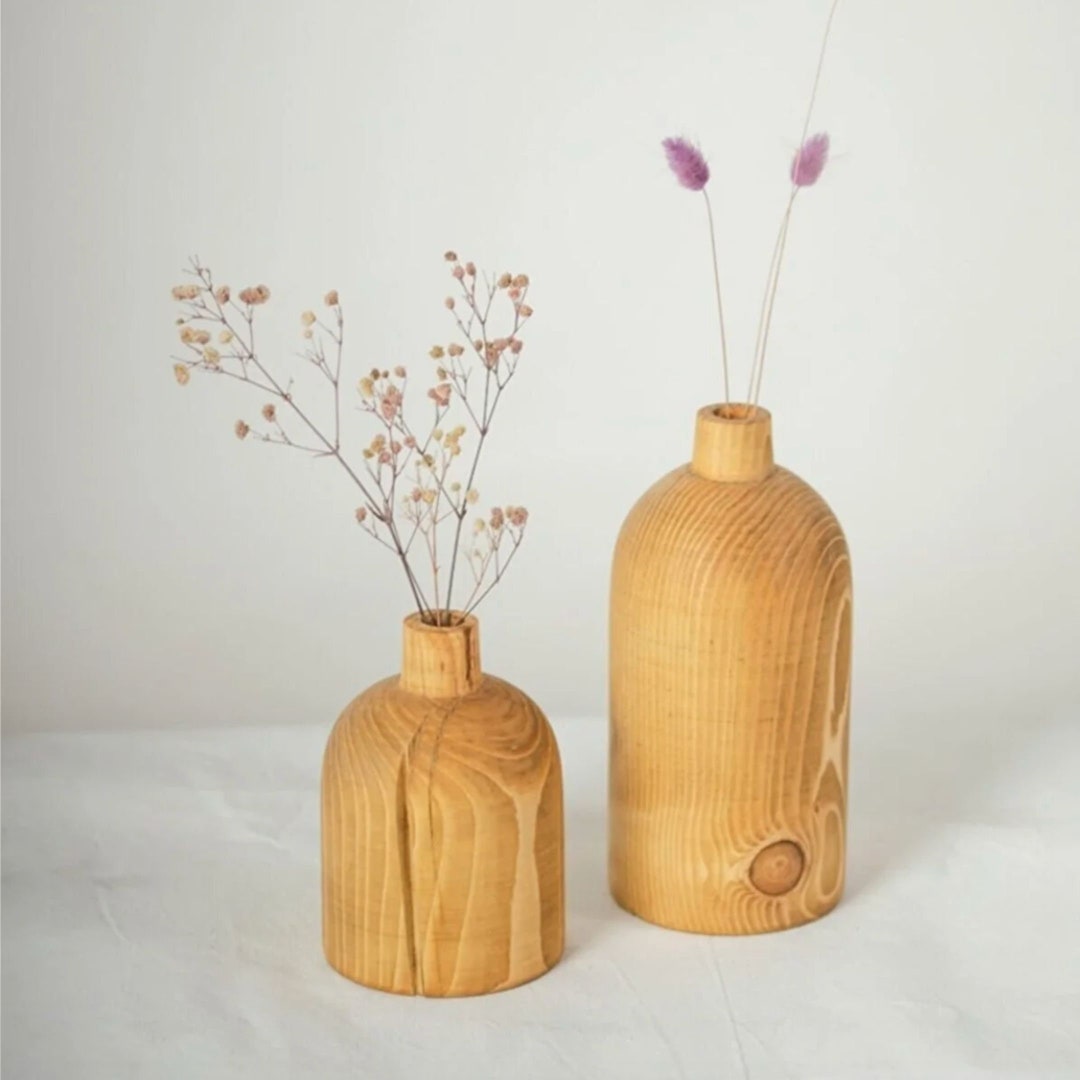 Minimalist Vase Sets, Flower Vase, Handmade Wooden Table Decorations ...