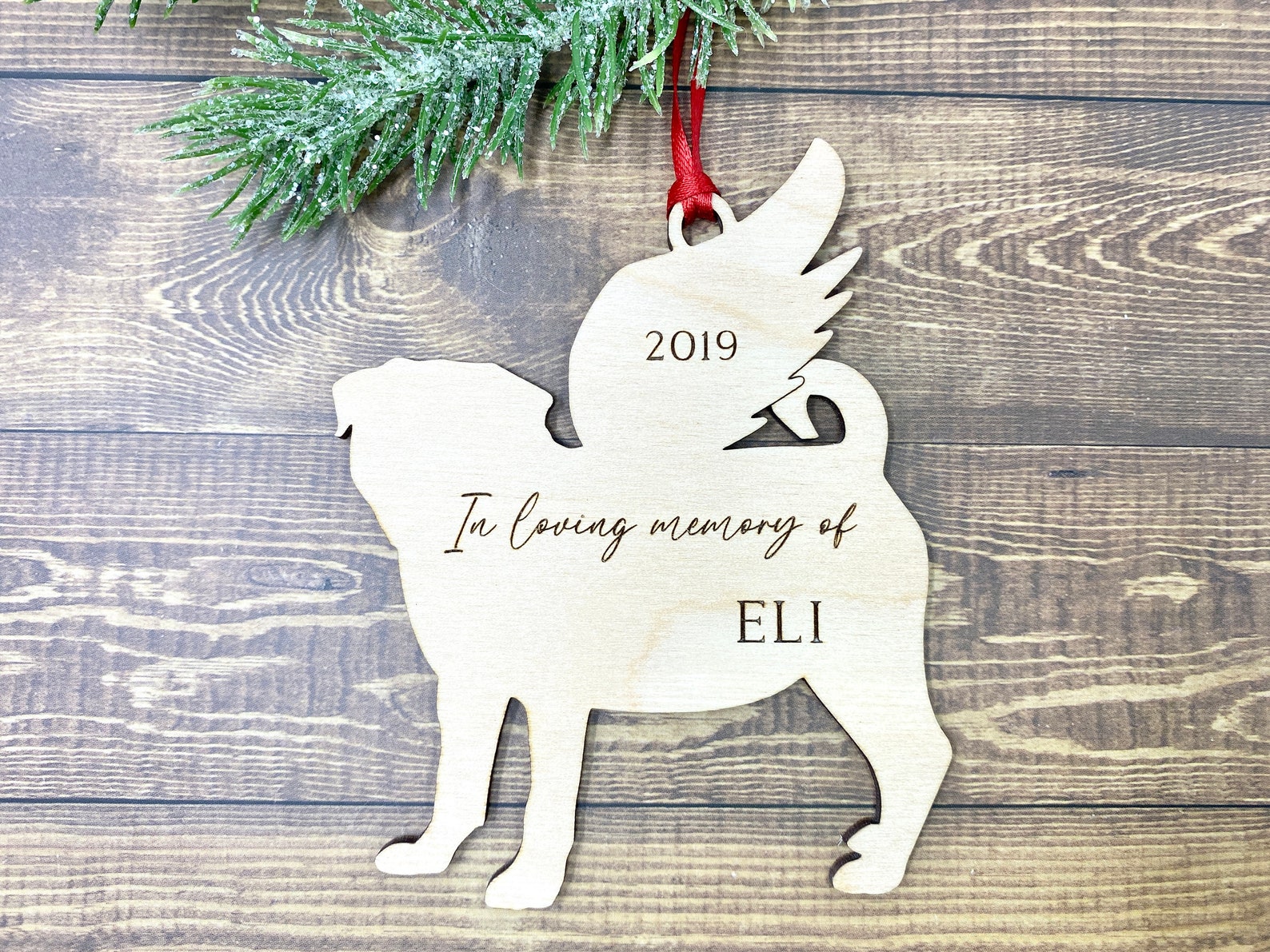Pug Memorial Ornament Pug Ornament Pug Angel Pug Memorial - Etsy