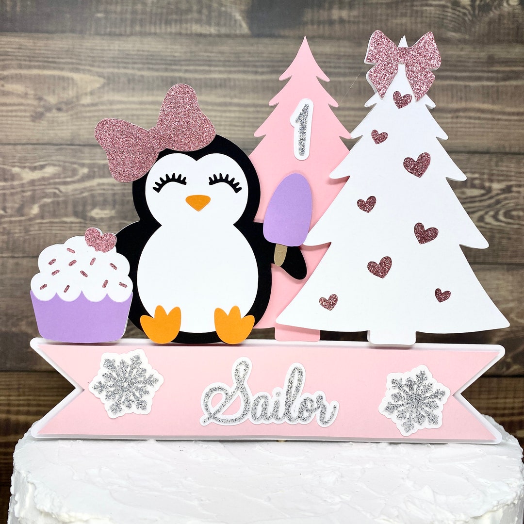 Penguin Cake Topper, Winter Cake Topper, Winter Onderland Birthday ...