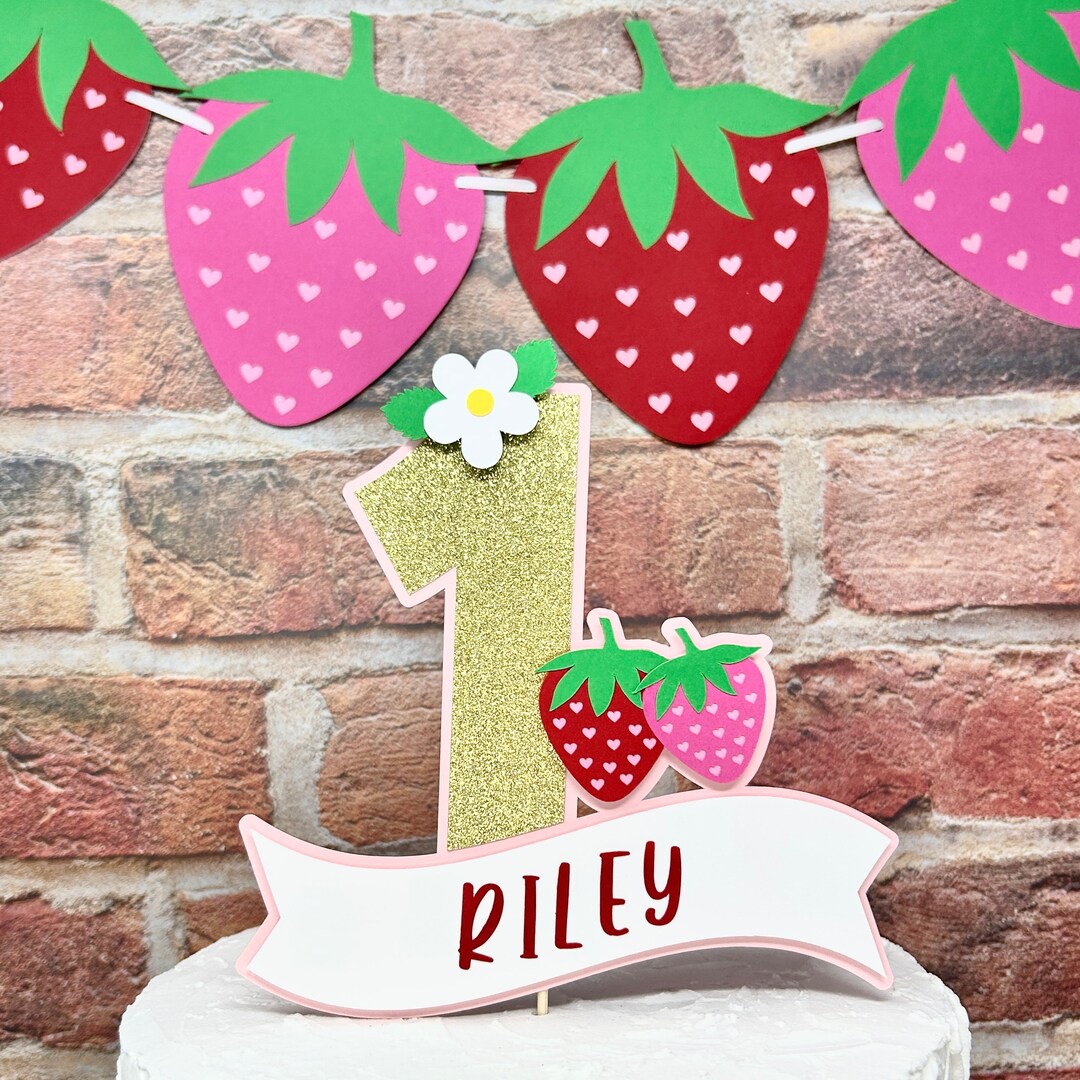 Strawberry Cake Topper, Strawberry Cake Decor, Strawberry One, Two ...