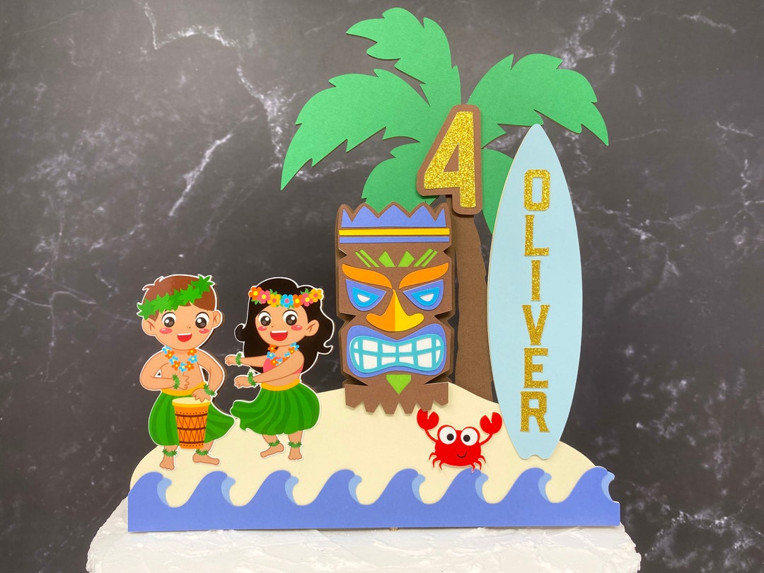 Hawaiian Cake Topper, Luau Cake Topper, Hawaiian Party Theme, Surfboard ...