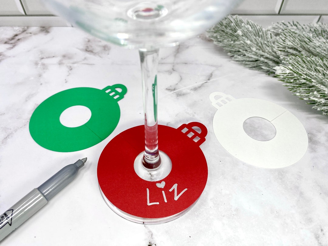 Christmas Drink Tags, Ornament Drink Tags, Wine Glass Tags, Christmas ...