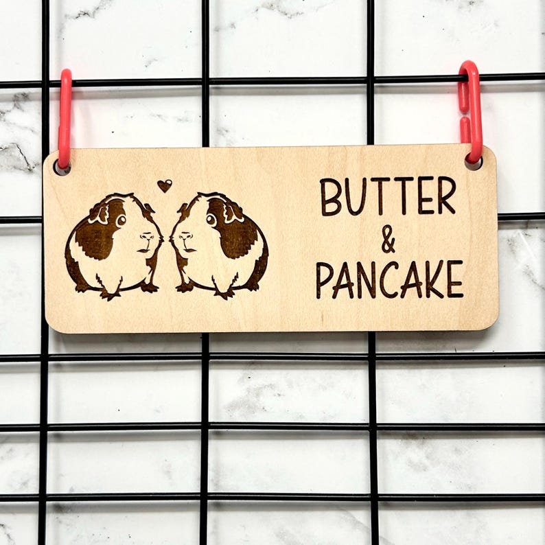 Guinea Pig Cage Sign for Two, Personalized Guinea Pig Name Tag, Custom ...