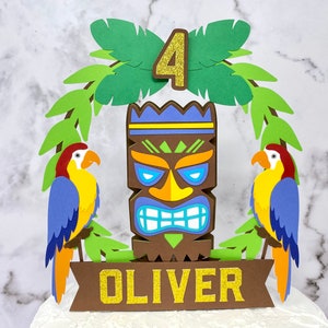Tropical Cake Toppers Birthday, Tiki Cake Topper, Hawaiian Party Decor ...