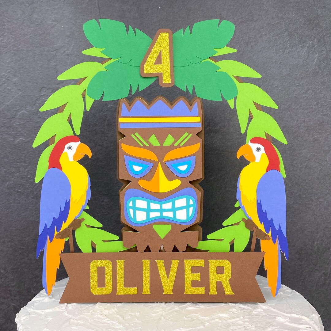 Tropical Cake Toppers Birthday Tiki Cake Topper Hawaiian - Etsy