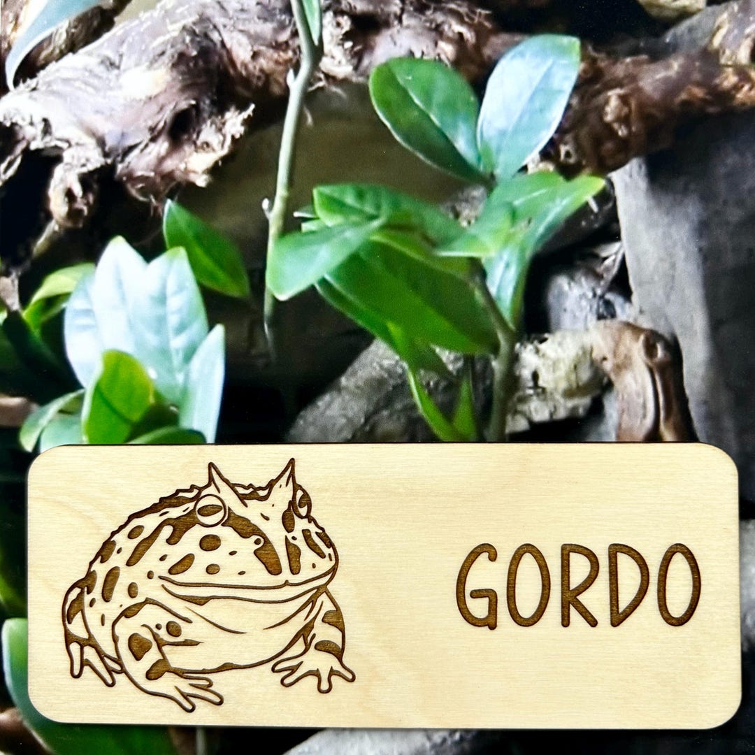 Custom Pacman Frog Name Sign, Personalized Tank Nameplate for Horned ...