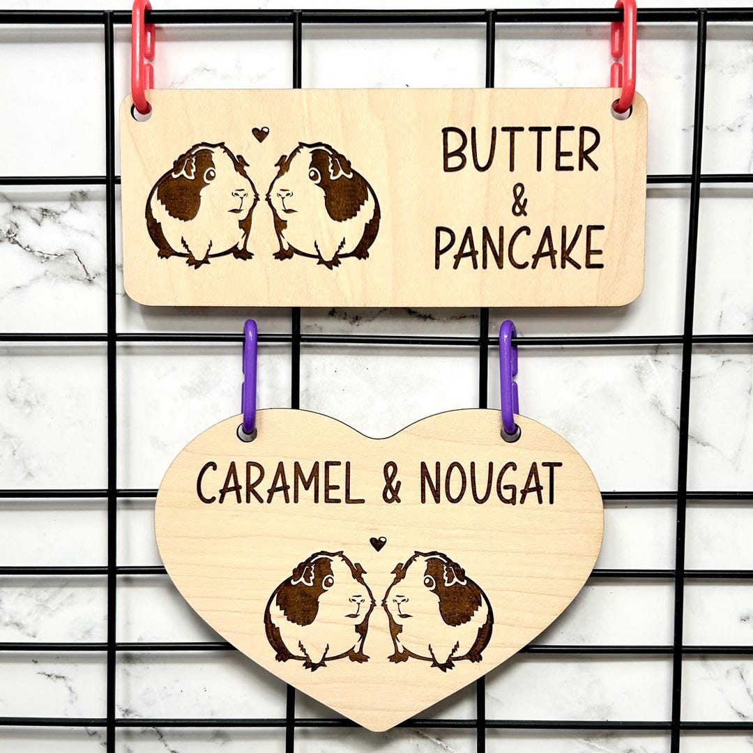 Guinea Pig Cage Sign for Two, Personalized Guinea Pig Name Tag, Custom ...