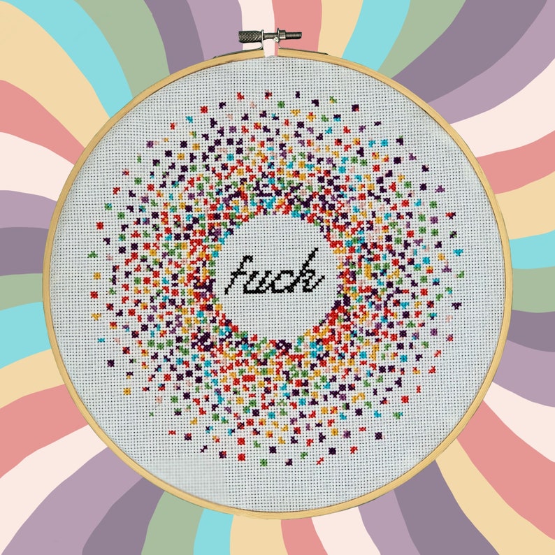 Exploding F*ck Cross Stitch - PDF Pattern - 9 Inch - Modern Cross ...