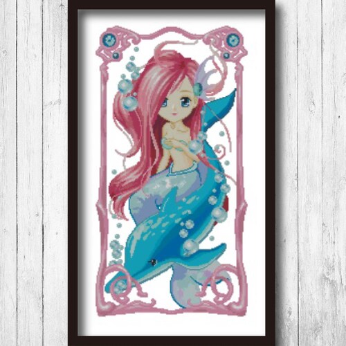 Mermaid Cross Stitch Pattern Instant PDF Download Mermaid - Etsy
