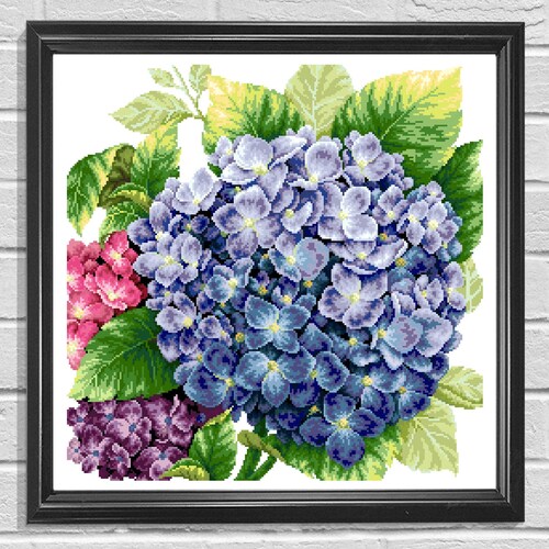 Hydrangea Cross Stitch Pattern Modern Cross Stitch Pattern - Etsy
