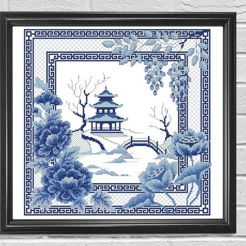 Antique Blue Willow Cross Stitch Pattern Plant Cross Stitch | Etsy